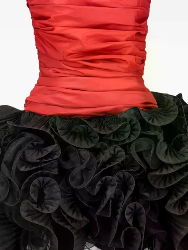 Vintage Ruched Ruffled Mini Dress