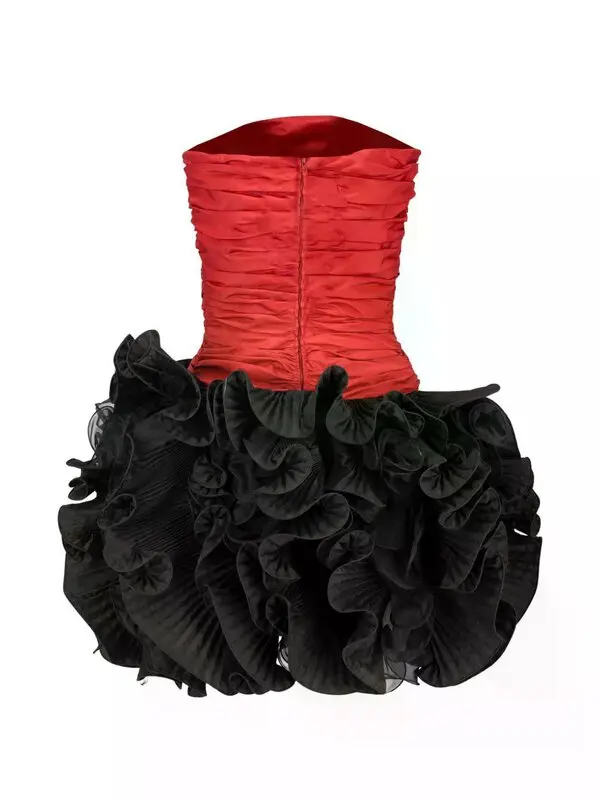 Vintage Ruched Ruffled Mini Dress