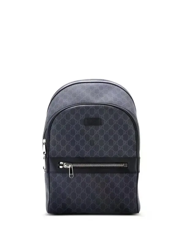 Gucci Gg Coated Canvas Medium Backpack With Front Zip Pocket