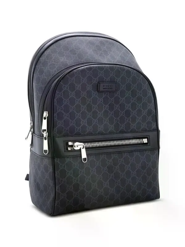 Gucci Gg Coated Canvas Medium Backpack With Front Zip Pocket