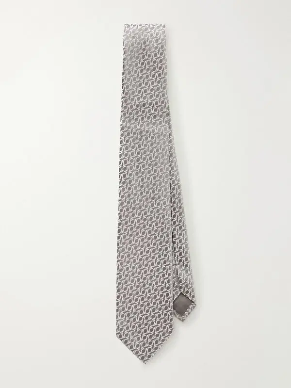 Charvet 8.5cm Silk-jacquard Tie - Gray