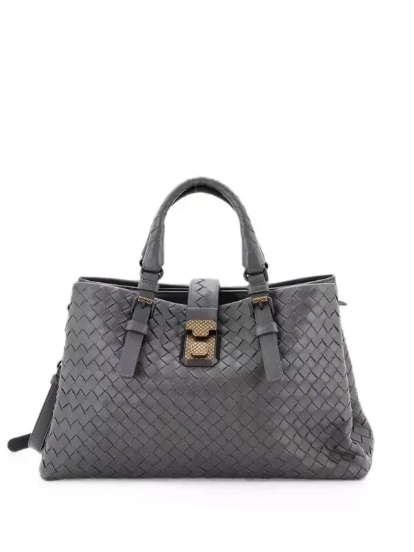 Bottega Veneta Roma Bag Intrecciato Nappa Small Tote Bag - Grey