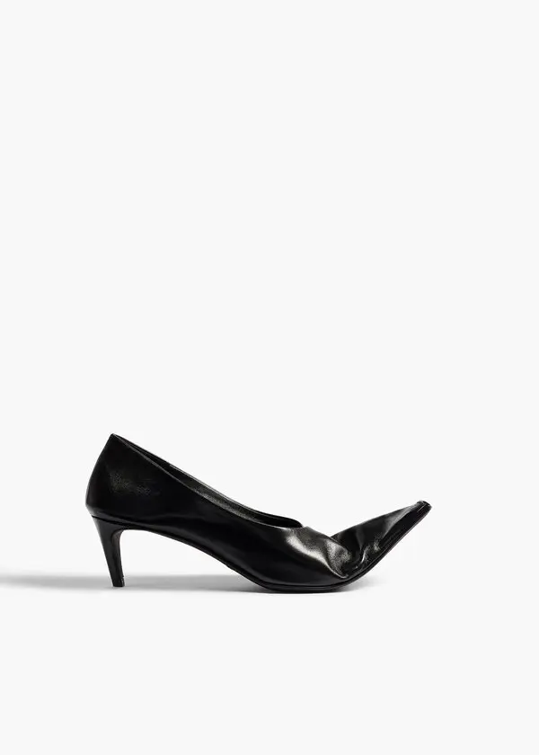 Khaite Marlene Pump In Glazed Leather - Black