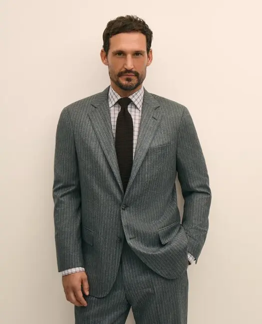 Brooks Brothers No. 1 Sack Suit In Pinstripe Wool Flannel - Grey