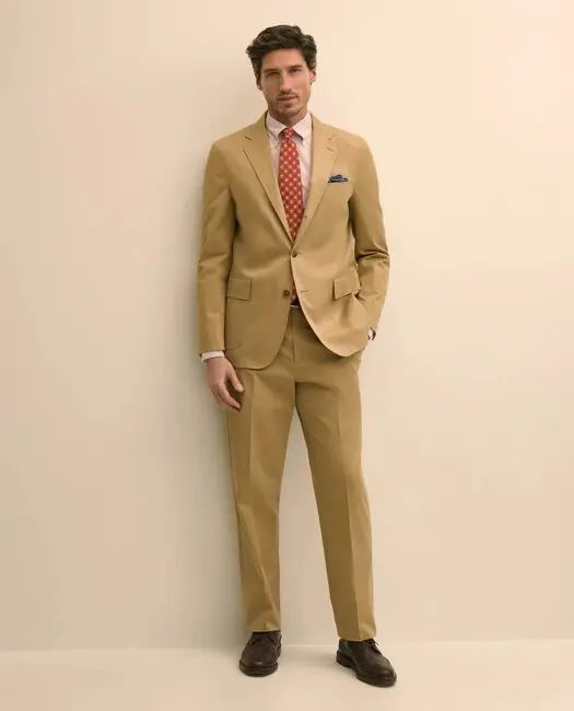 Brooks Brothers No. 1 Sack Suit In Cotton Twill - Beige
