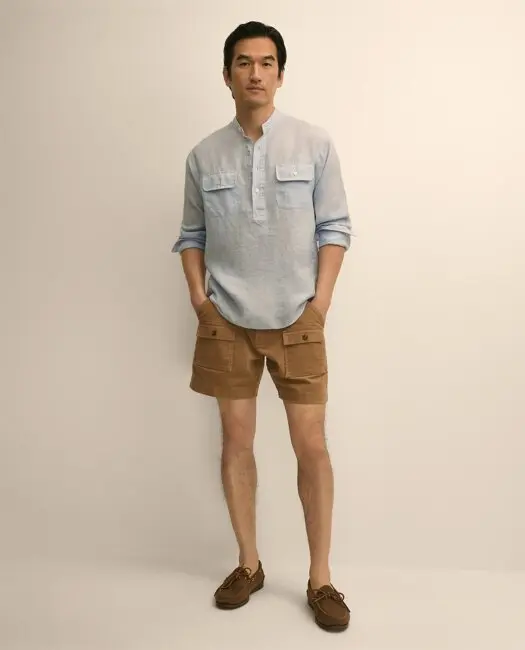 Brooks Brothers 6.5" Cotton Corduroy Camp Shorts Pants - Medium Beige