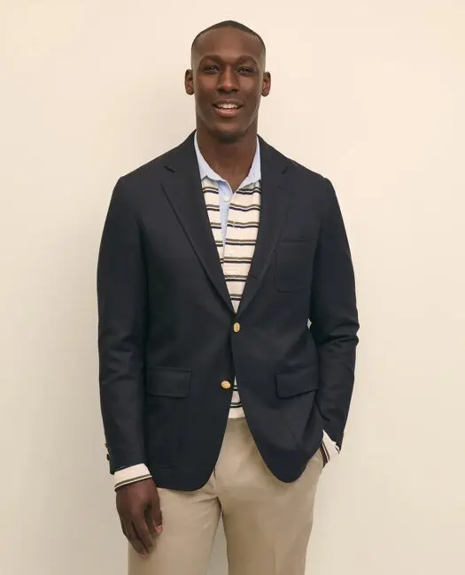 Brooks Brothers No. 1 Sack Blazer In Dobby Wool - Navy