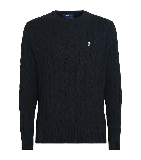 Polo Ralph Lauren Cotton Cable-knit Polo Pony Sweater - Navy