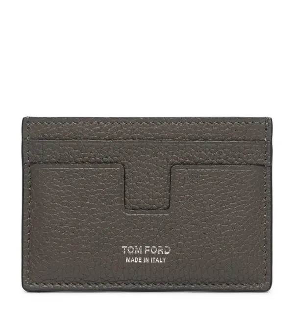 TOM FORD Grained Leather T-line Card Holder - Grey