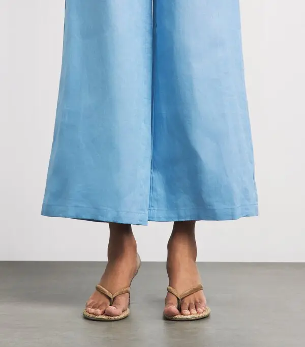 Faithfull The Brand Linen Syna Wide-leg Trousers - Blue