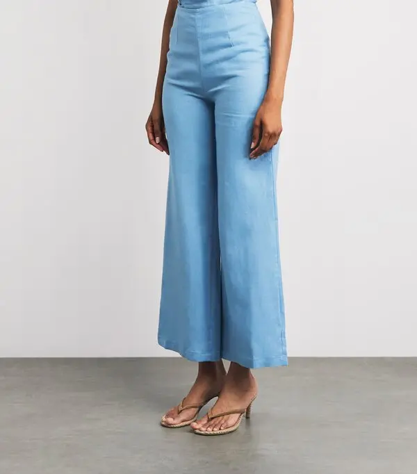 Faithfull The Brand Linen Syna Wide-leg Trousers - Blue