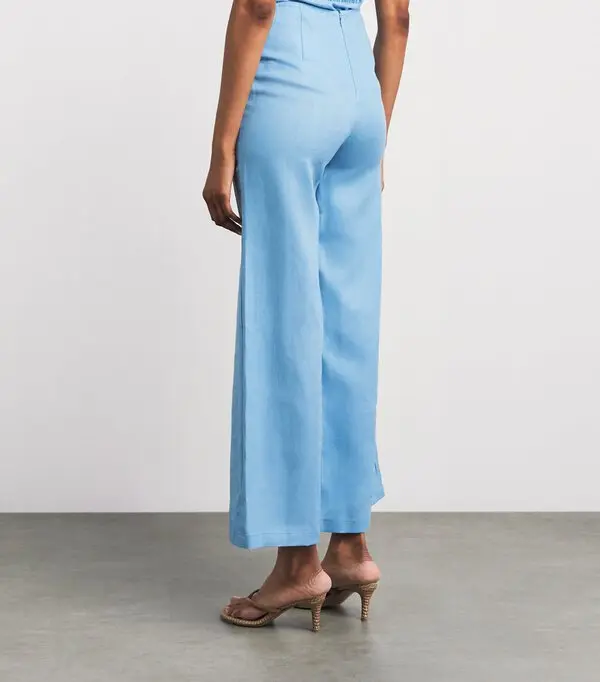 Faithfull The Brand Linen Syna Wide-leg Trousers - Blue