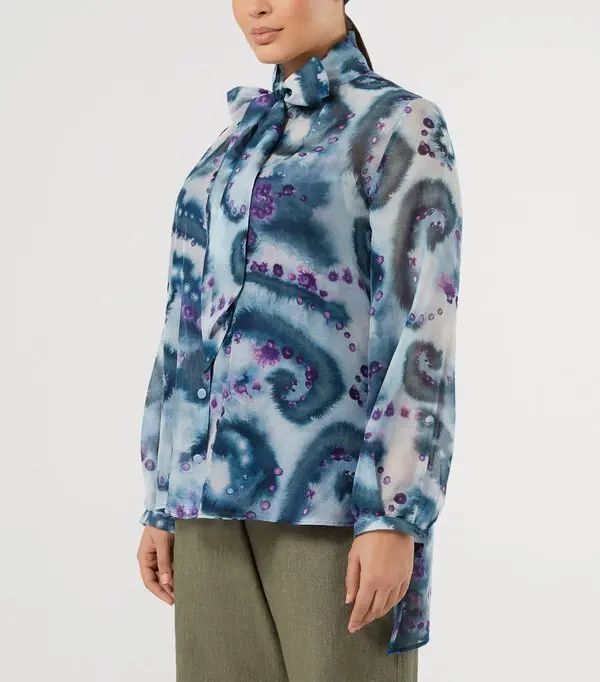 Marina Rinaldi Cotton-silk Printed Blouse