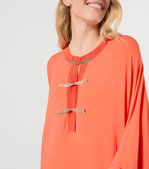 Marina Rinaldi Jersey Fish Detail Maxi Dress