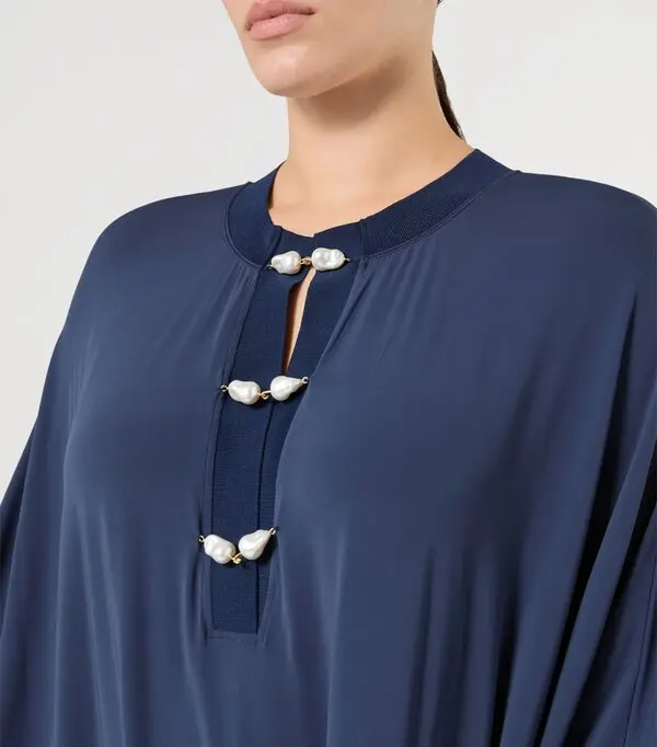 Marina Rinaldi Jersey Pearl-detail Maxi Dress
