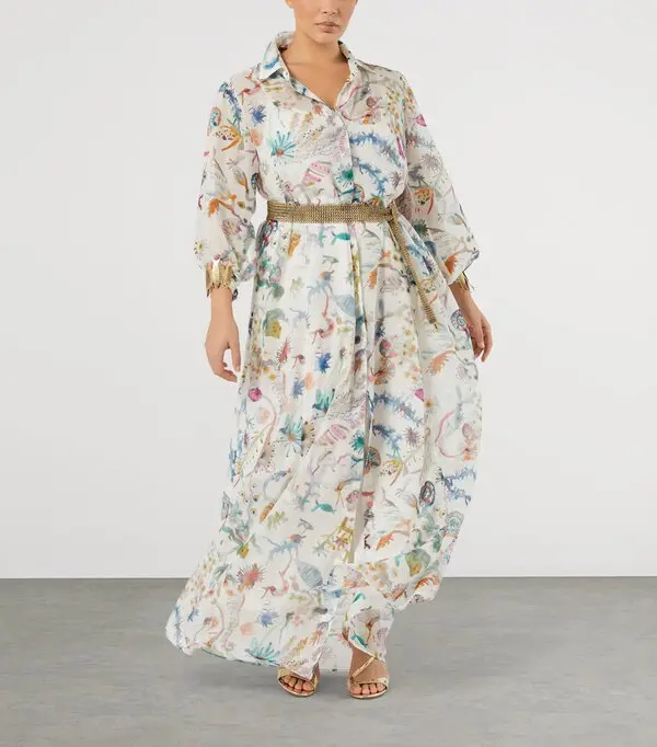 Marina Rinaldi Cotton-silk Printed Maxi Shirt Dress