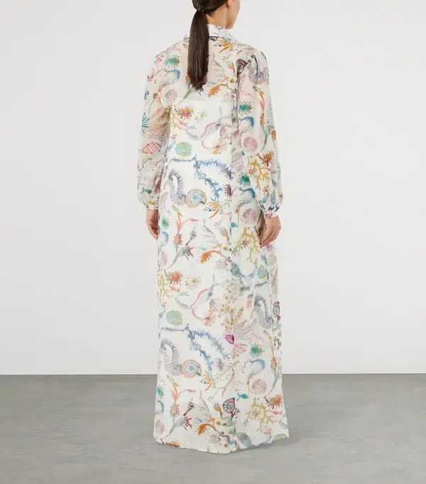 Marina Rinaldi Cotton-silk Printed Maxi Shirt Dress