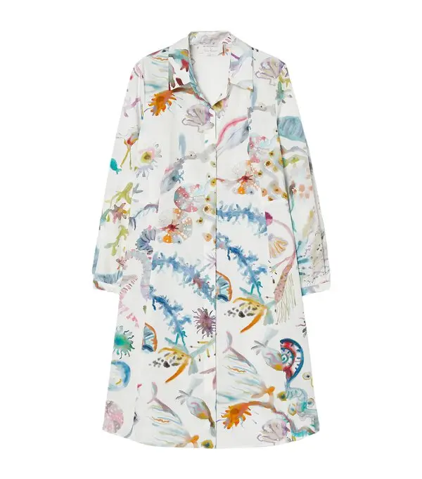 Marina Rinaldi Printed Cotton Midi Shirt Dress - Neutral