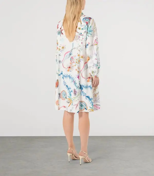 Marina Rinaldi Printed Cotton Midi Shirt Dress - Neutral