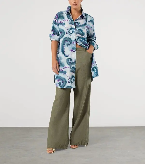 Marina Rinaldi Cotton Printed Midi Shirt Dress