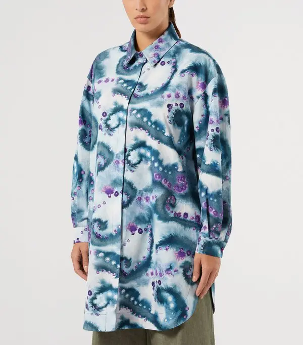 Marina Rinaldi Cotton Printed Midi Shirt Dress