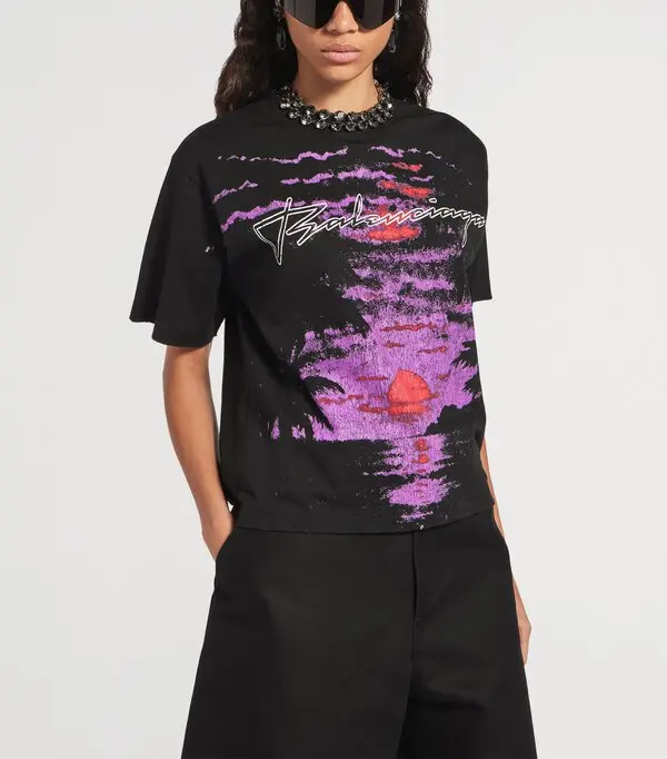 Balenciaga Distressed Cotton Sunset T-shirt