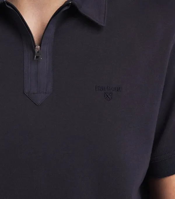 Barbour Zip-up Crackehall Polo Shirt - Navy