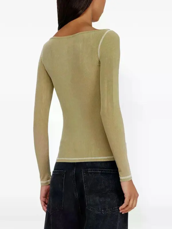 DIESEL® Ribbed Knit Digital Print Long Sleeve Top