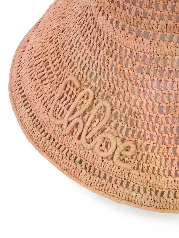 Chloé Raffia Hat With Logo Embroidery - Neutrals