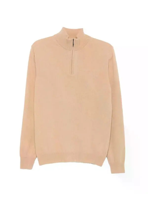 SERGIO MORETTI FIRENZE Half-zip High Neck Sweater - Neutrals