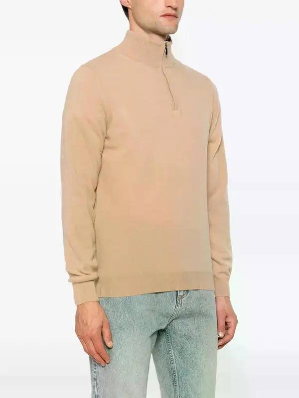 SERGIO MORETTI FIRENZE Half-zip High Neck Sweater - Neutrals