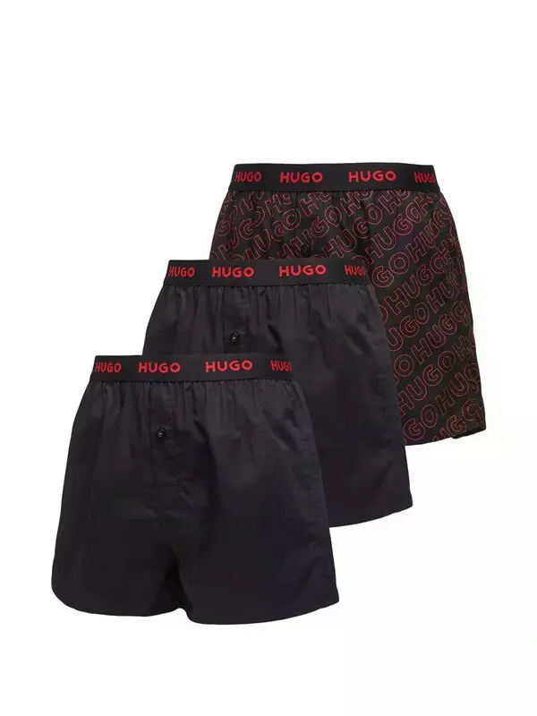 Hugo Logo-print Woven Boxer - Black