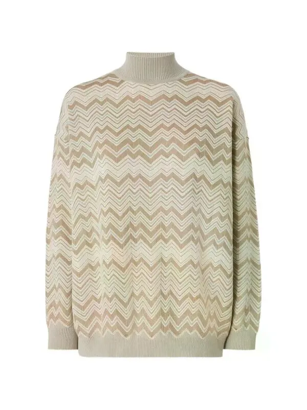 Missoni Zigzag Knit High Neck Sweater