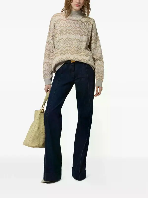 Missoni Zigzag Knit High Neck Sweater