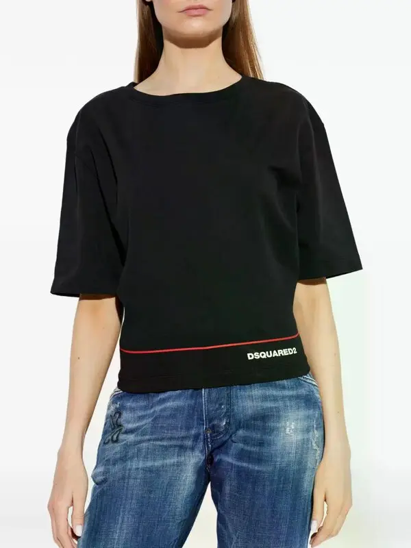 Dsquared2 Logo Print Short Sleeve T-shirt - Black