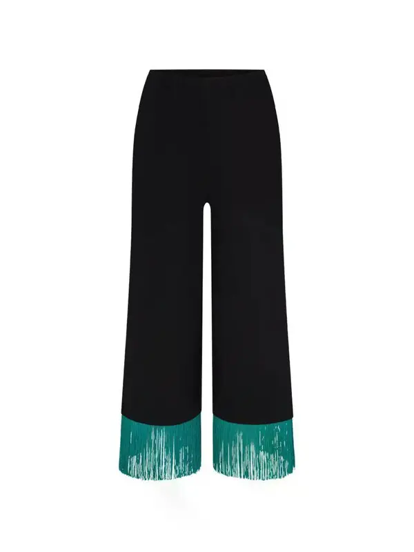 SIMONMILLER Nella Fringe-trim Wide-leg Trousers - Black
