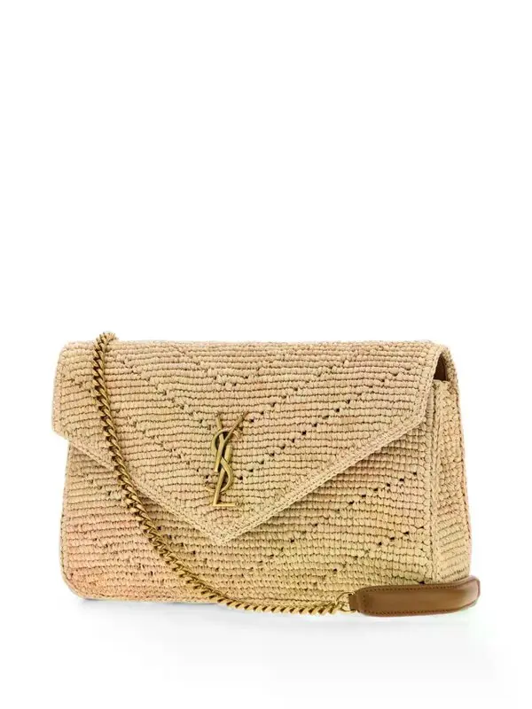 Saint Laurent Loulou Raffia Shoulder Bag - Neutrals