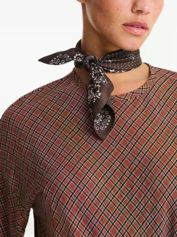 Longchamp French Bandana Silk Scarf 50 - Brown