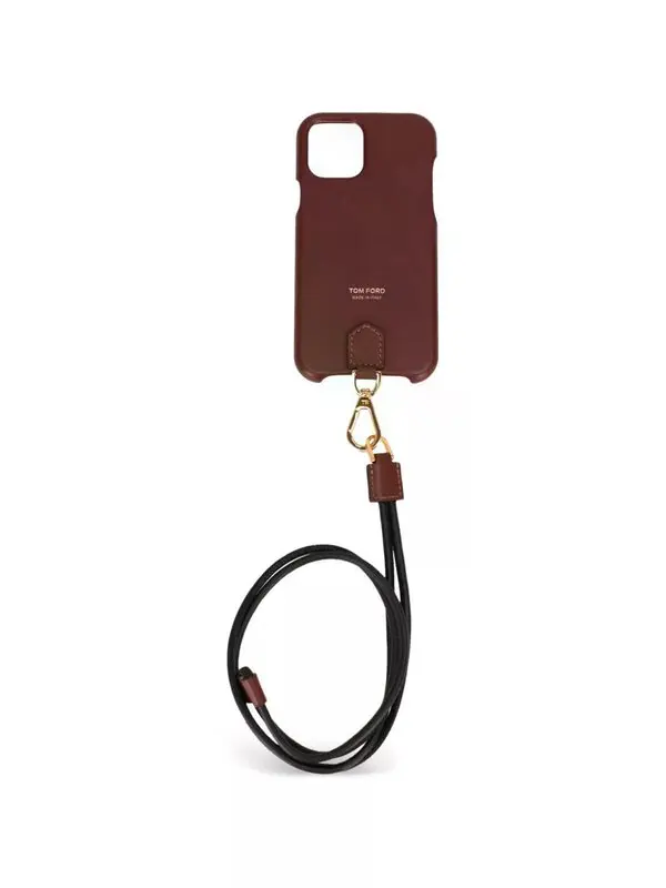TOM FORD Leather Lanyard Iphone Case - Brown