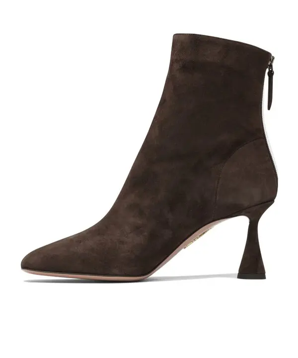 AQUAZZURA 75mm Amore Suede Ankle Boots - Brown