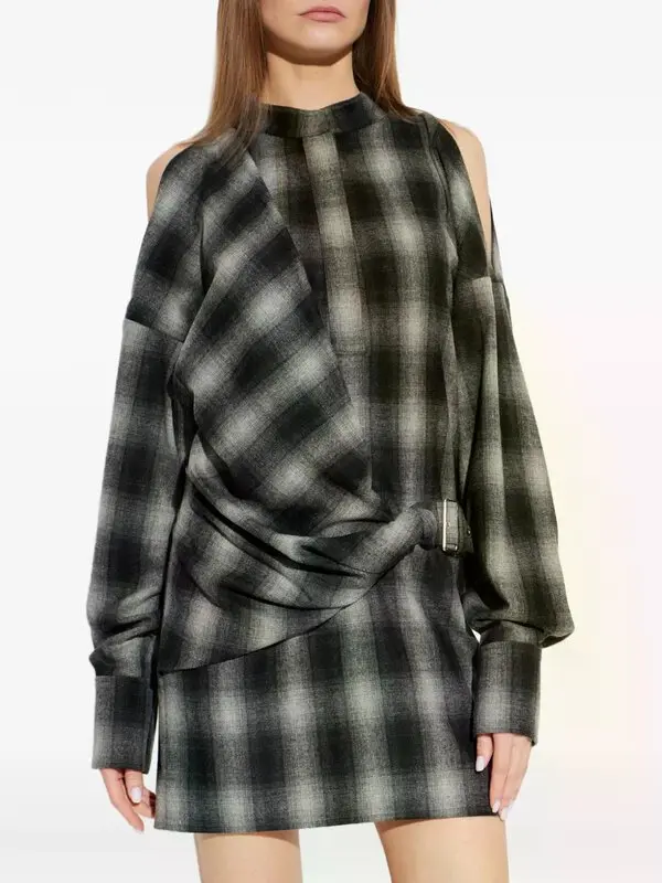 IRO PARIS Narissa Checked Cold-shoulder Mini Dress