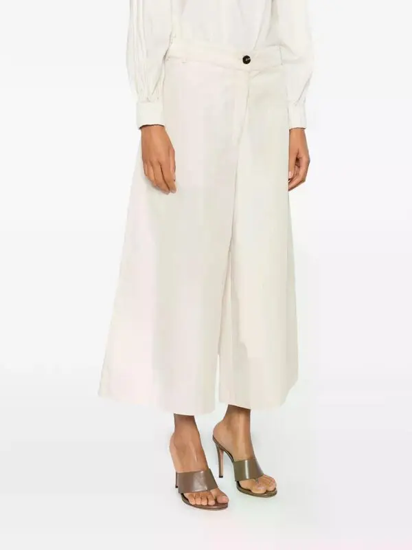 PSOPHIA Off-white Wide-leg Cropped Trousers