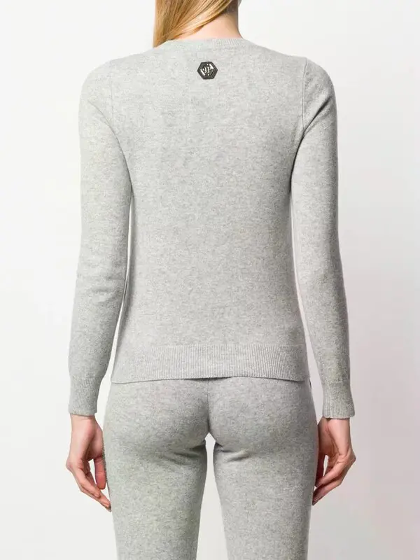 Philipp Plein Crystal Embellished Skull Cashmere Jumper