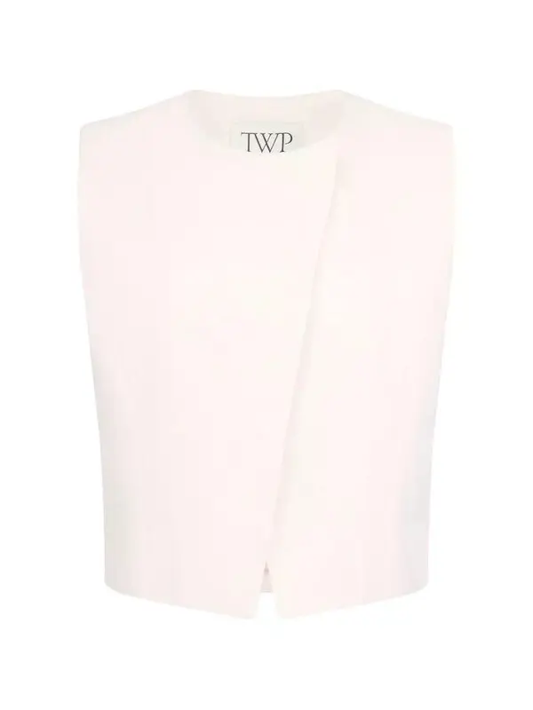 TWP High-neck Wrap-front Vest - Neutrals