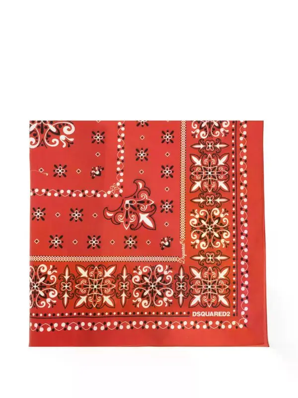 Dsquared2 Paisley-print Cotton Bandana Scarf - Red