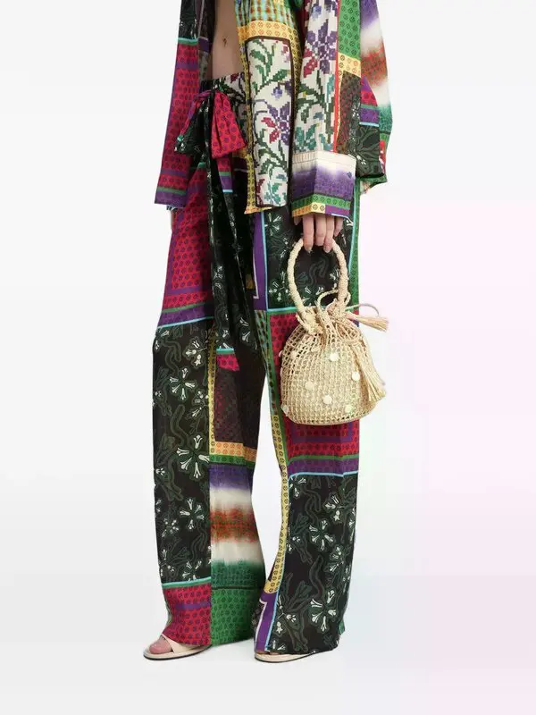SIEDRES Patchwork Print Tie-waist Trousers