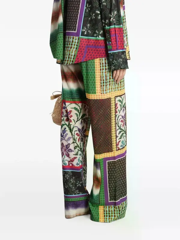 SIEDRES Patchwork Print Tie-waist Trousers