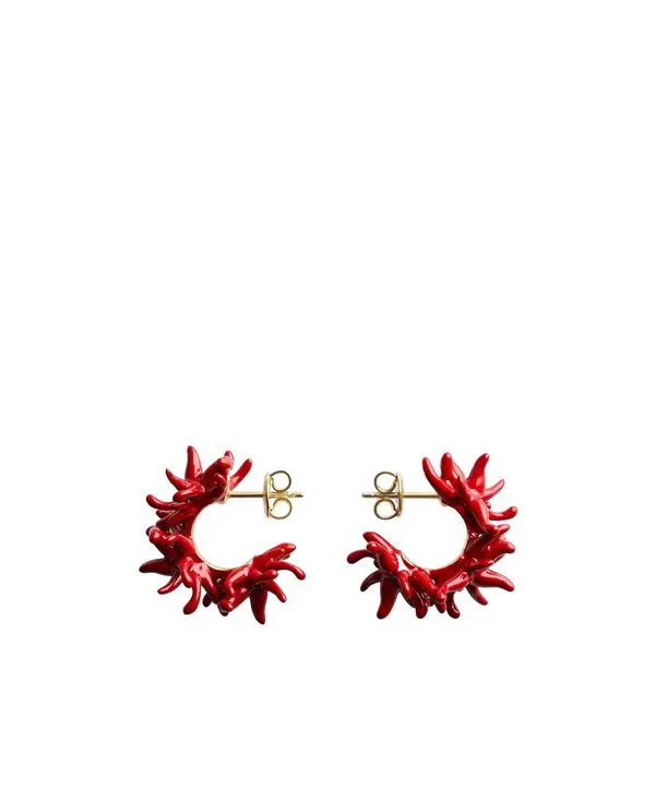 Bottega Veneta Sea Coral Hoop Earrings - Red