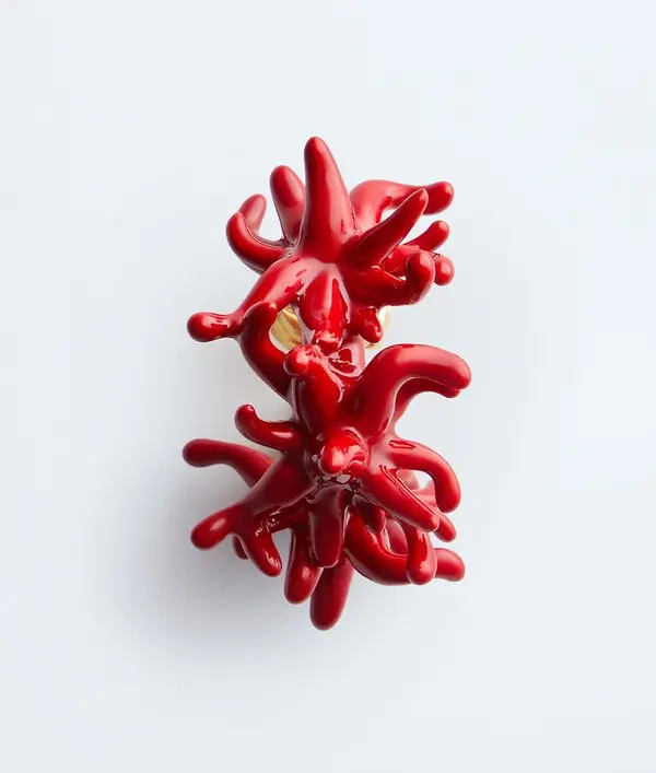 Bottega Veneta Sea Coral Hoop Earrings - Red