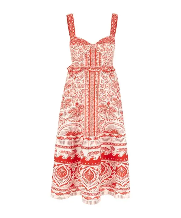 Farm Rio Red River Ride Print Midi Dress - No